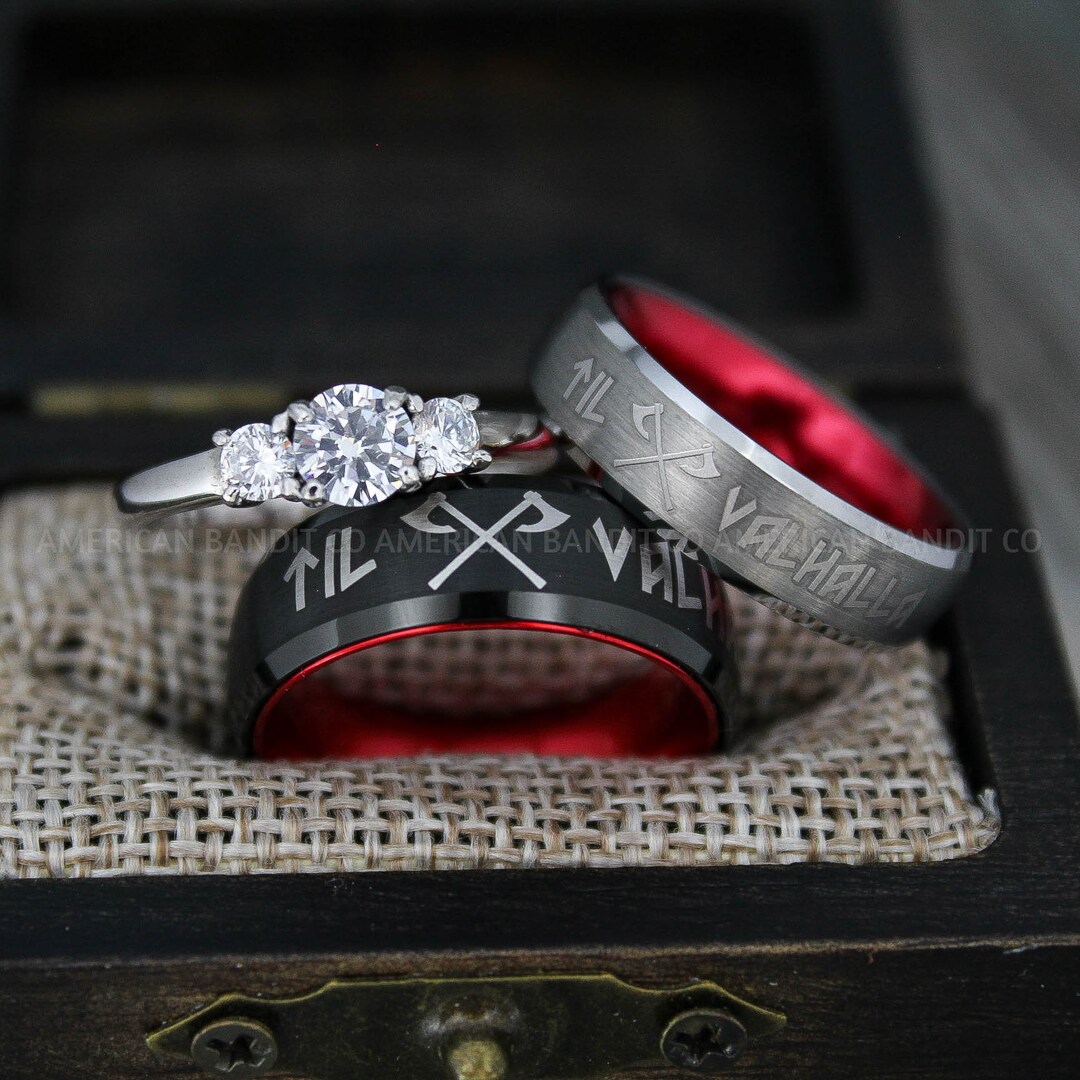 Vikings Wedding Rings, Vikings Rings, Viking Runes Rings, Couple Set ...