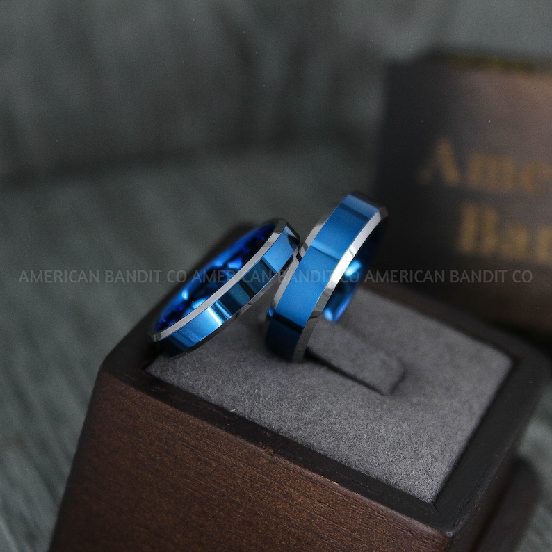 Couple Rings, Matching Rings, Blue Rings, Blue Wedding Rings, Blue ...