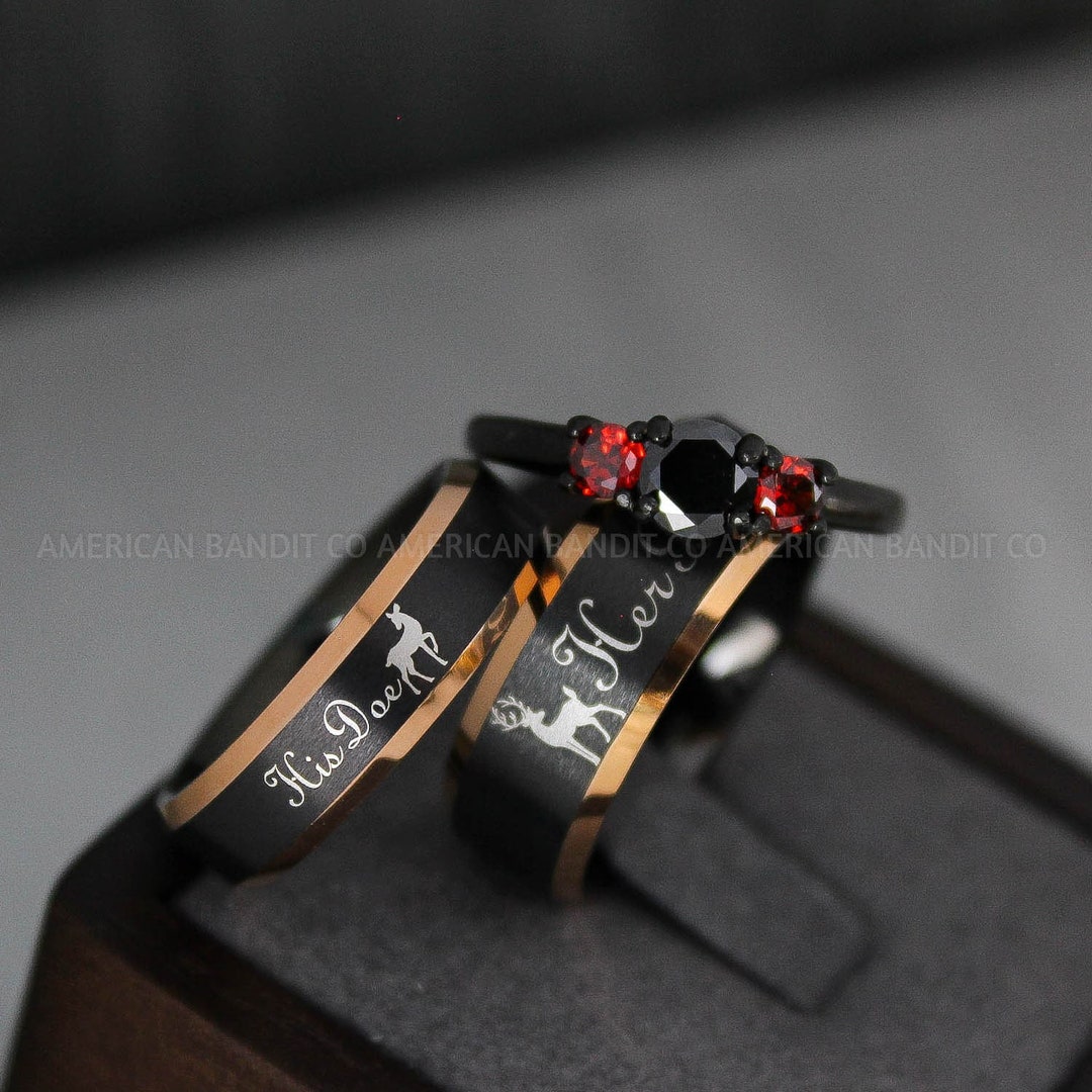 Her Buck Ring, His Doe Ring, Her Buck and His Doe Ring Set, Couple ...