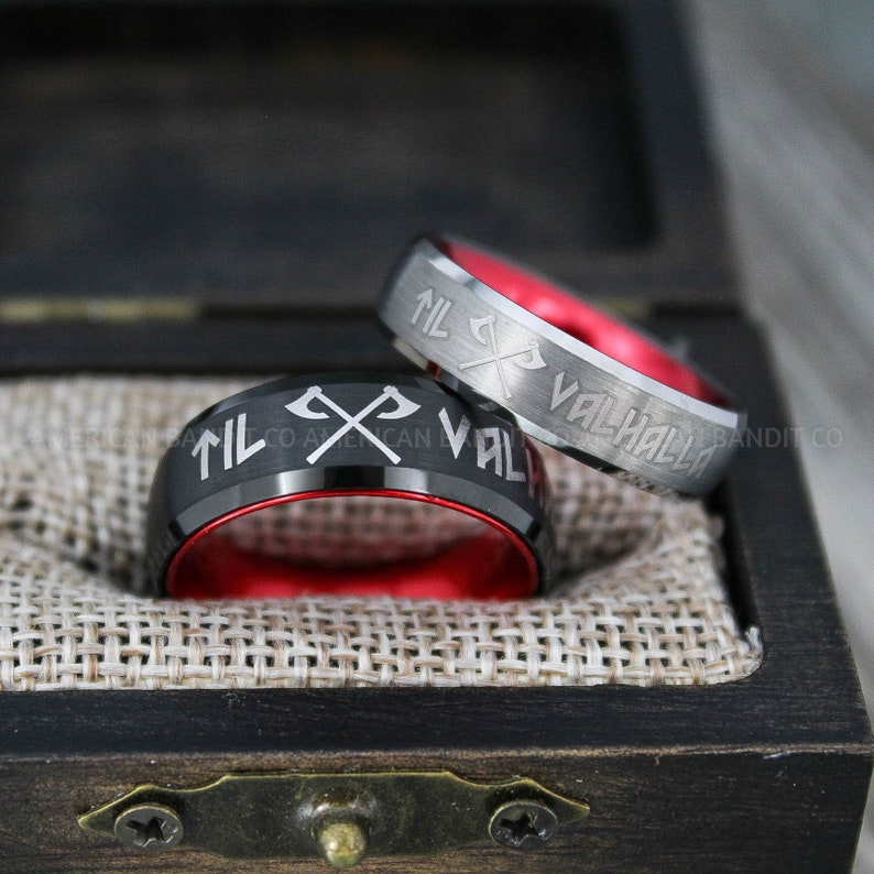 Til Valhalla Rings, Viking Rings, Runes Rings, 3 Piece Couple Set ...