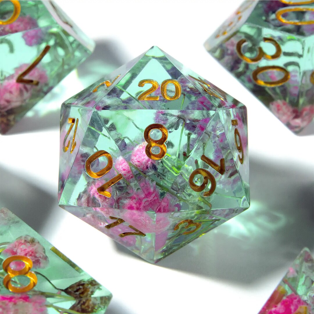 Tavern Dice SUMMER COURT Dried Flower Dice Set Gedroogde Bloem Dobbelstenen Set Dungeons ...
