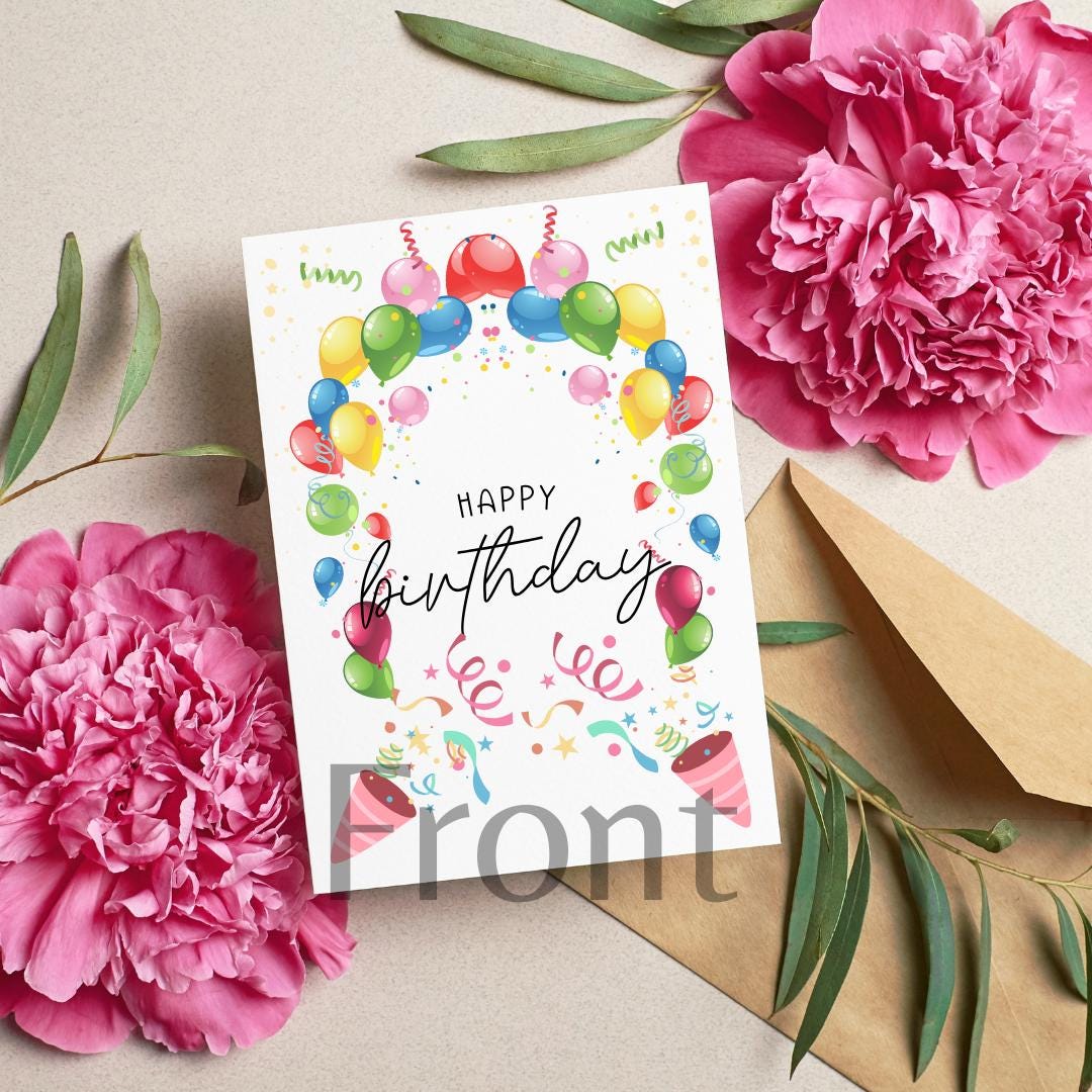 Happy Birthday Card - DIGITAL Download - Printable Card -bday Printable ...