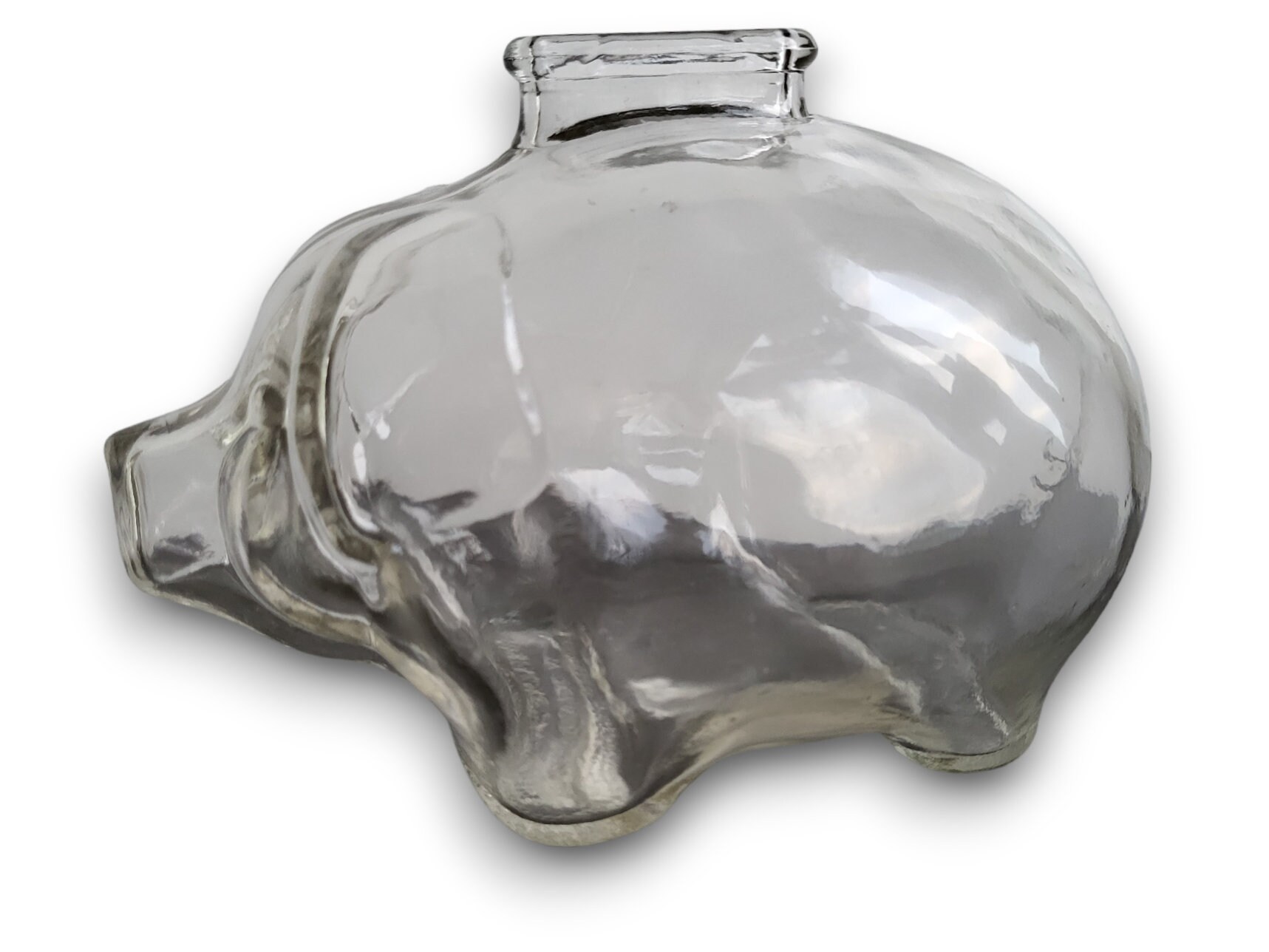 Retro Rare Vintage Glass Bank Anchor Hocking Piggy Solid Clear Bank ...