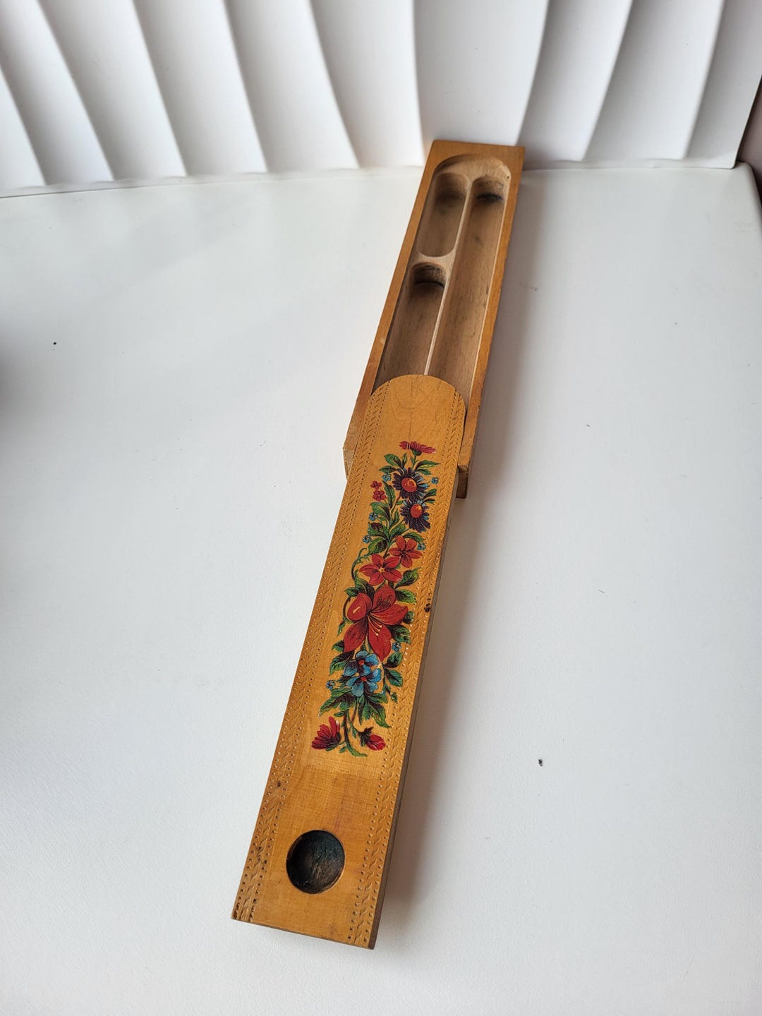 1940s Antique Wooden Sliding Lid Pencil Case – Vintage School Crayon ...