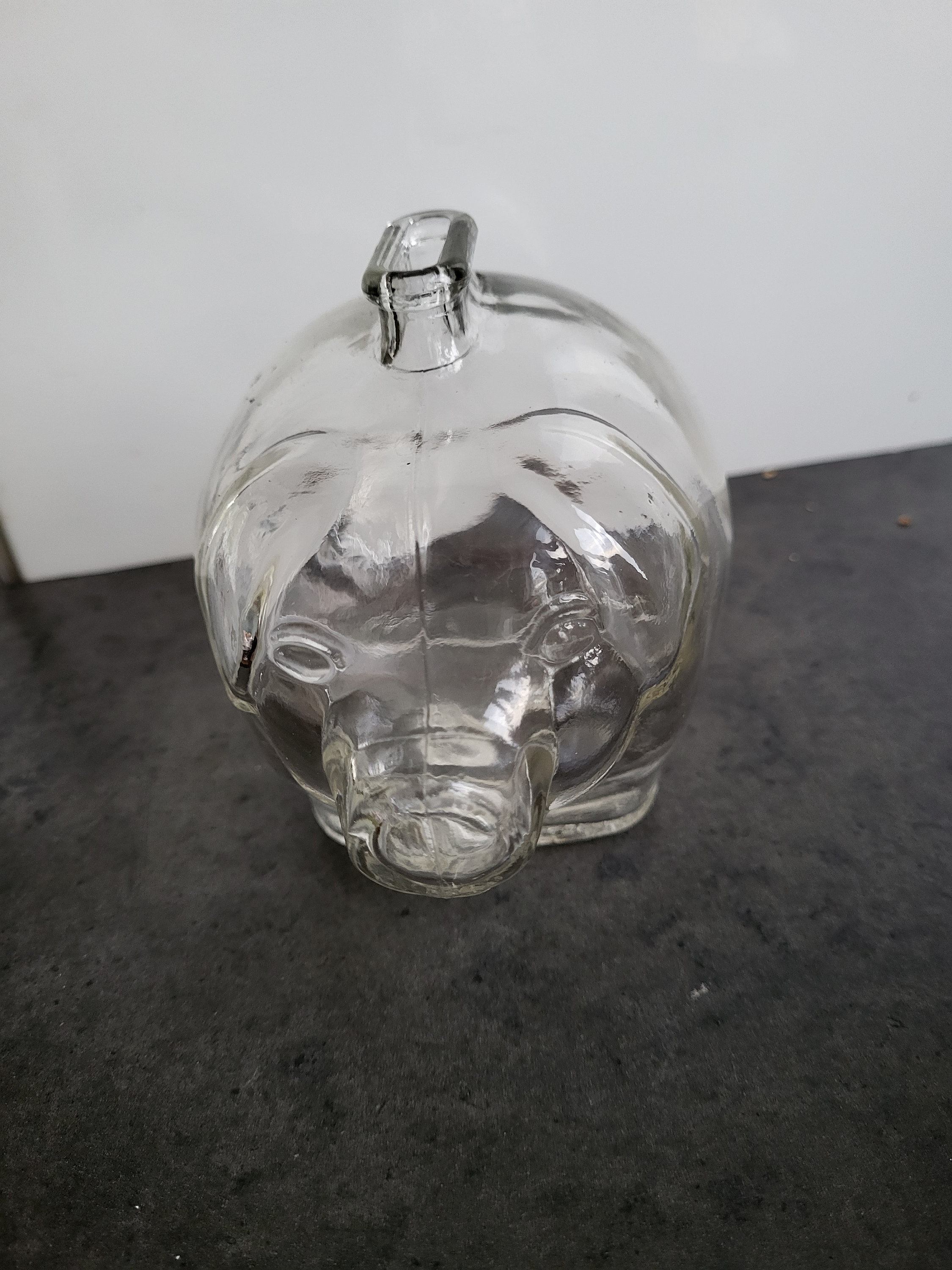 Retro Rare Vintage Glass Bank Anchor Hocking Piggy Solid Clear Bank ...