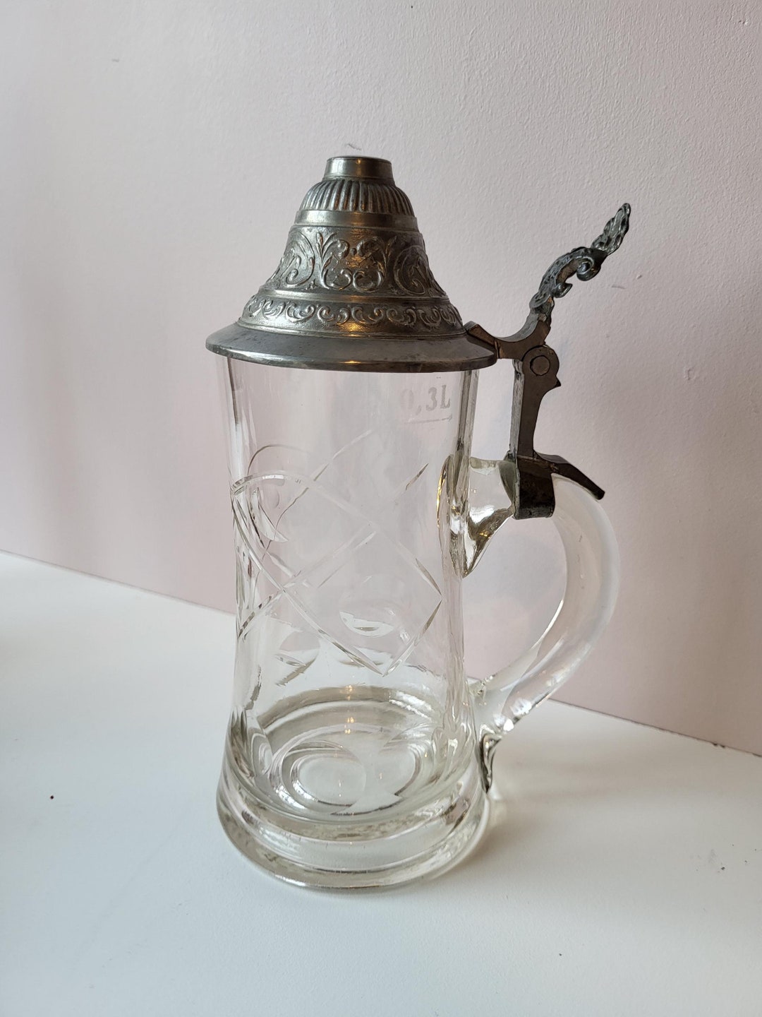Vintage Old Beer Tankard Glass Beer Glass Mug Pewter Lid 0,3 L - Etsy