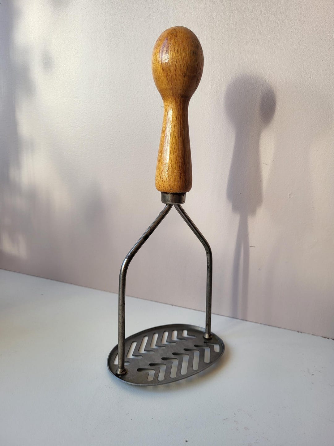 Vintage Potato Masher With Wooden Handle and Metal Plate Rustic Kitchen ...
