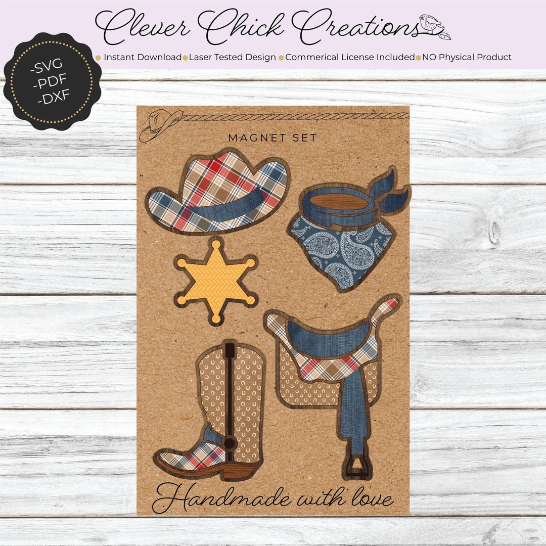 Instant Download Digital File Cowboy Magnet Collection SVG File, Laser ...