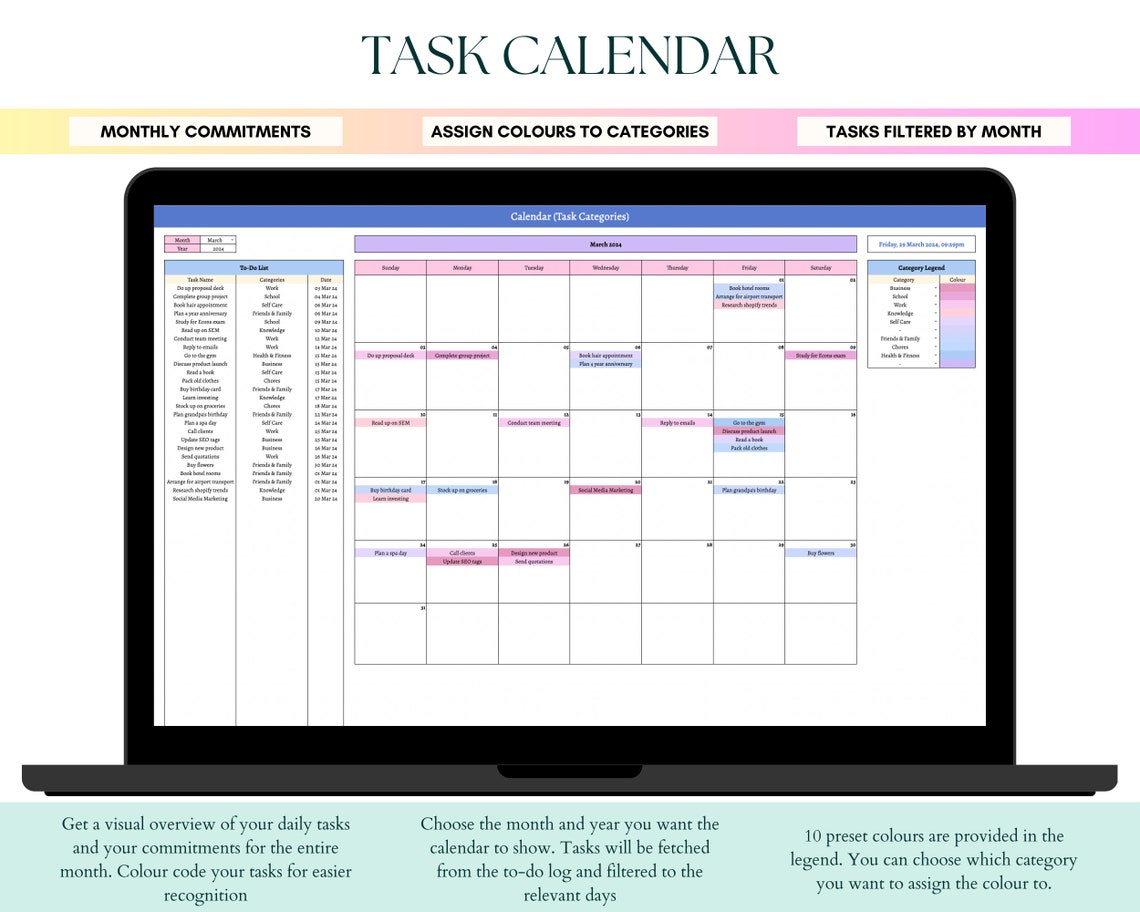 Weekly Google Sheets Digital Planner, to Do List, Time Blocking ...