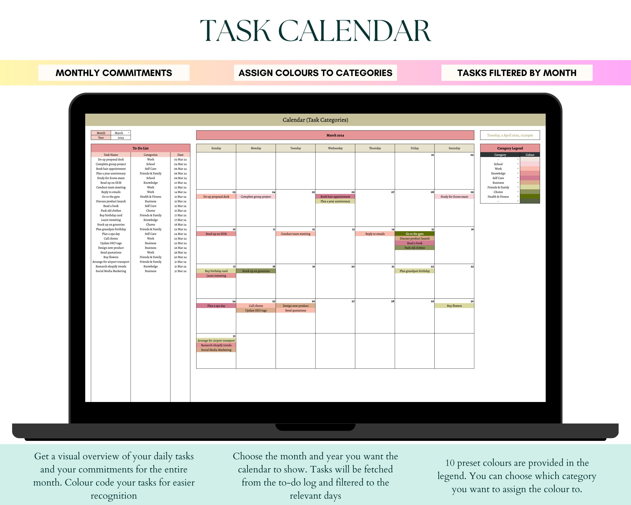 Weekly Google Sheets Digital Planner, to Do List, Time Blocking ...
