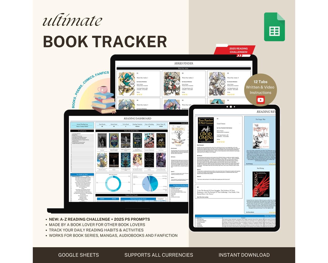 Book Tracker Google Sheets, Reading Log Digital Journal, Personal ...