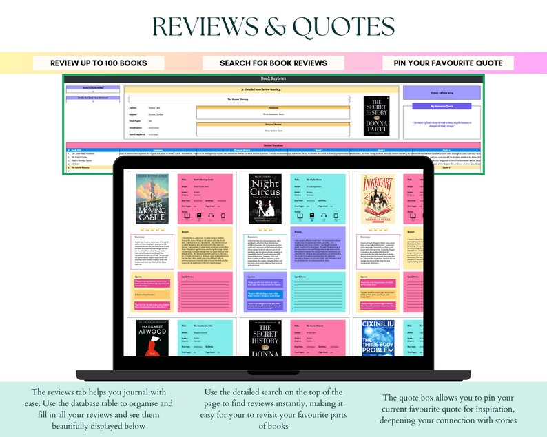 Digital Reading Journal Google Sheets Book Tracker, Personal Digital ...