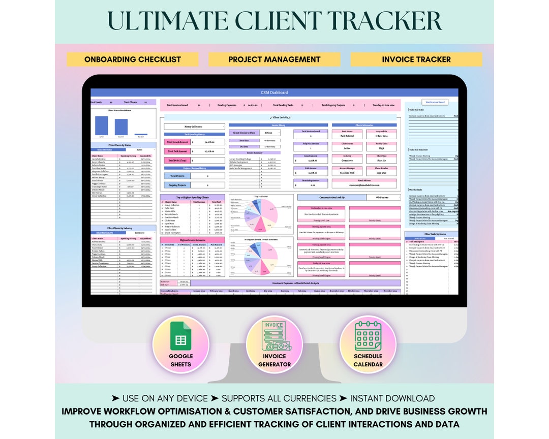 Ultimate Client Tracker Google Sheets: Small Business Spreadsheet ...