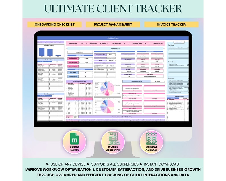 Ultimate Client Tracker Google Sheets: Small Business Spreadsheet ...