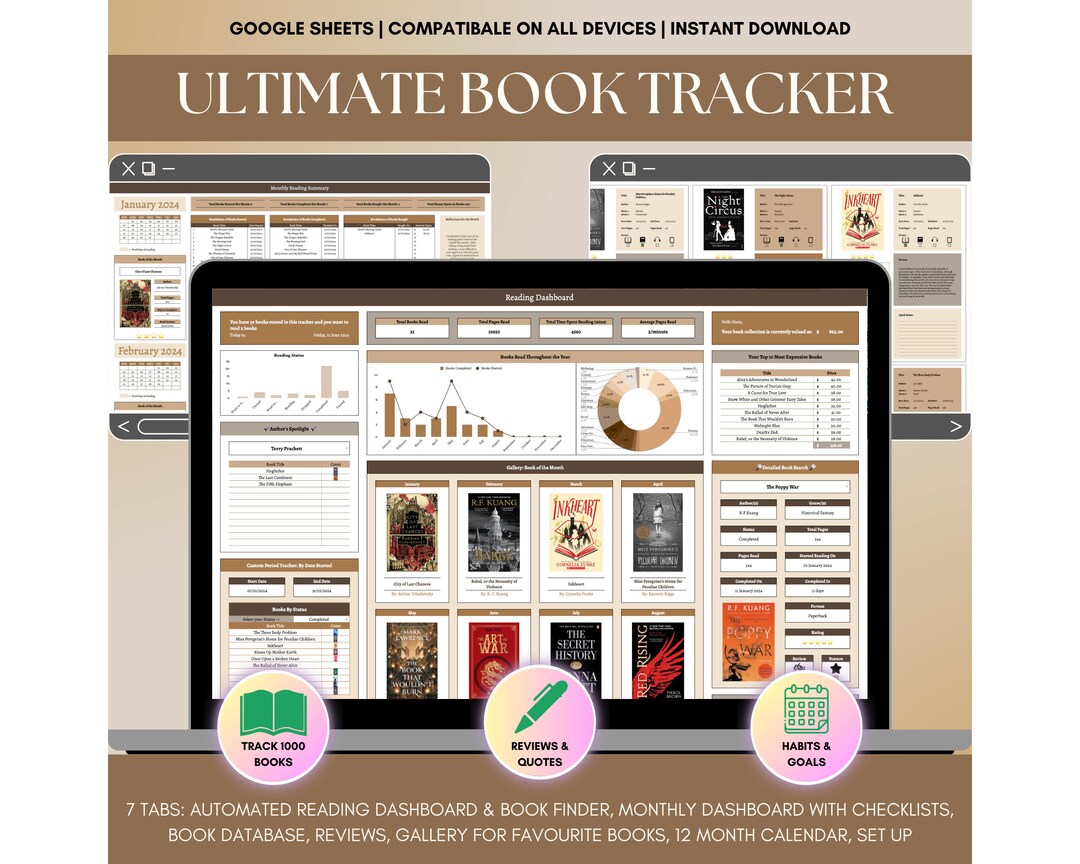 Book Tracker & Reading List on Google Sheets, Personal Digital Library, Reading Journal ...