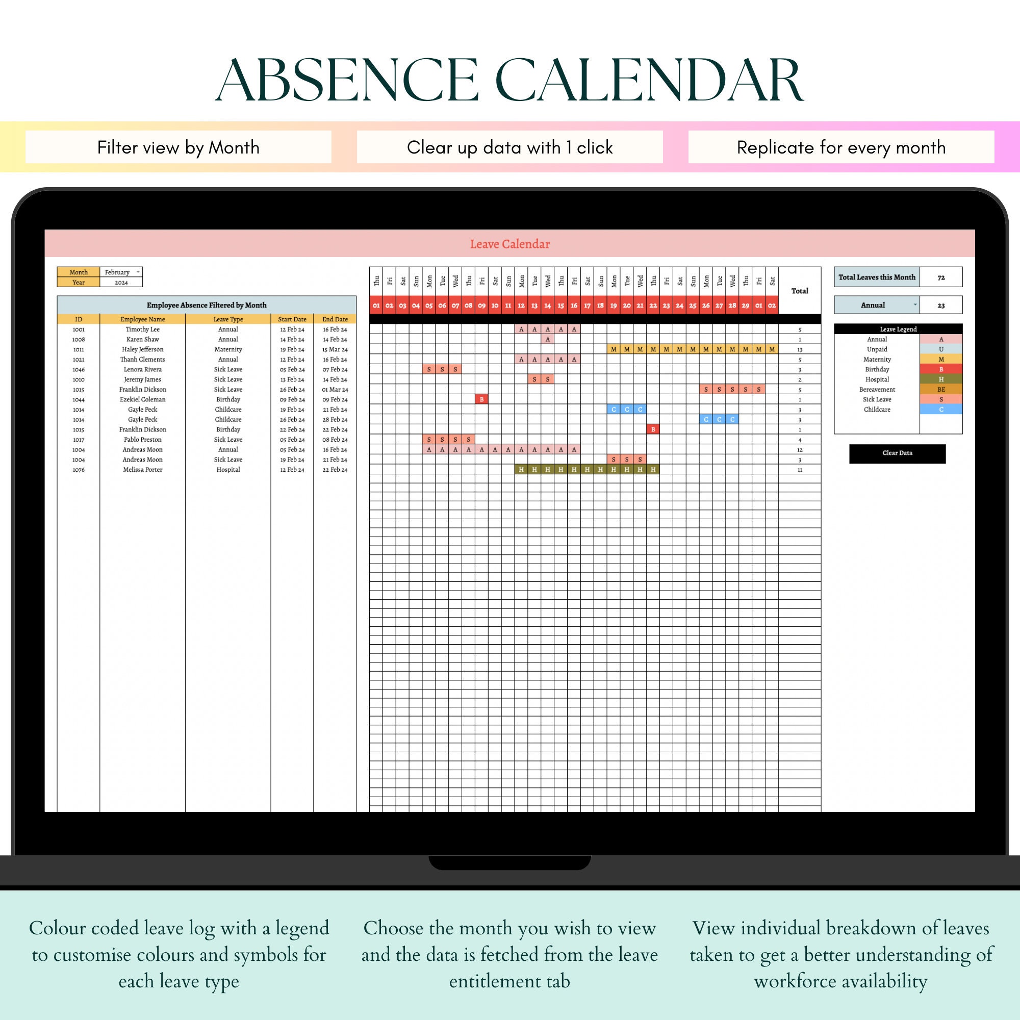Employee Database & Leave Management System: Google Sheets Team Manager ...