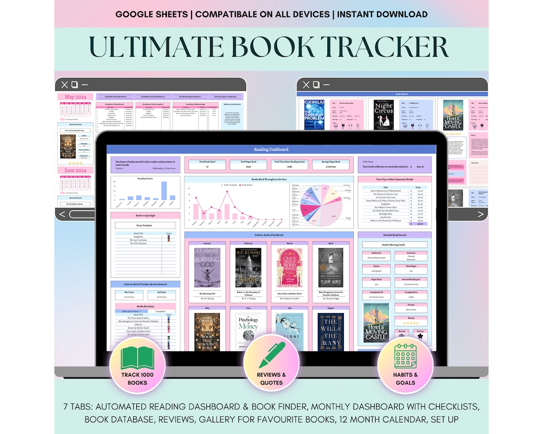 Book Tracker & Reading List on Google Sheets, Personal Digital Library, Reading Journal ...