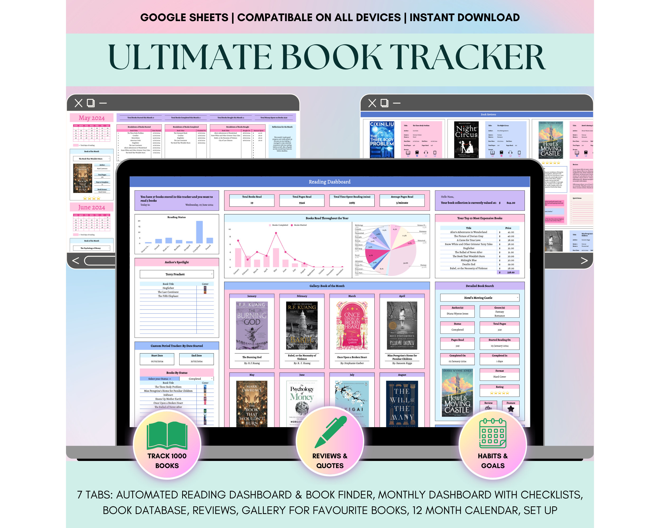 Book Tracker & Reading List on Google Sheets, Personal Digital Library, Reading Journal ...
