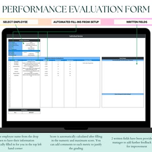 Employee Performance Evaluation Tracker on Google Sheet, Editable ...