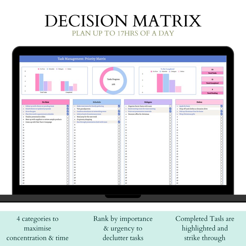 Task Priority Tracker, Eisenhower Matrix Spreadsheet to Do List ... Task Priority Tracker, Eisenhower Matrix Spreadsheet to Do List ...