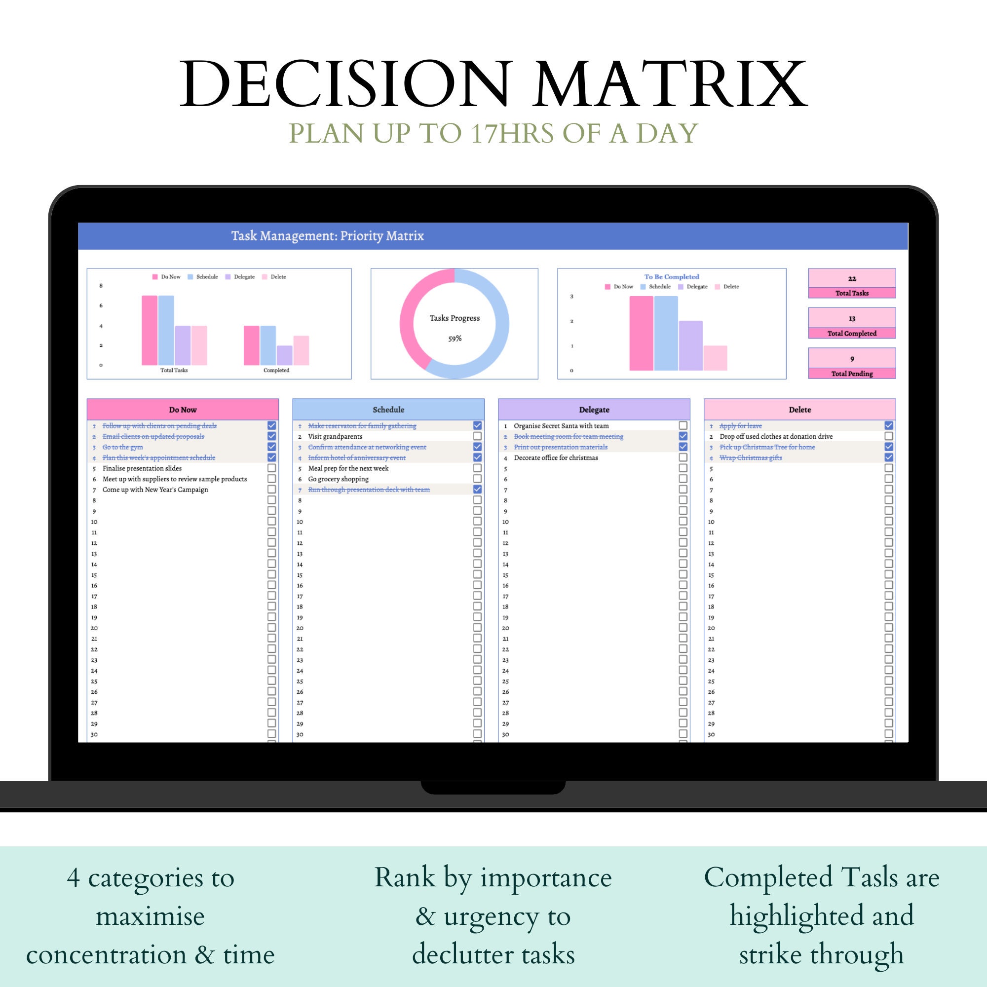 Task Priority Tracker, Eisenhower Matrix Spreadsheet to Do List ...