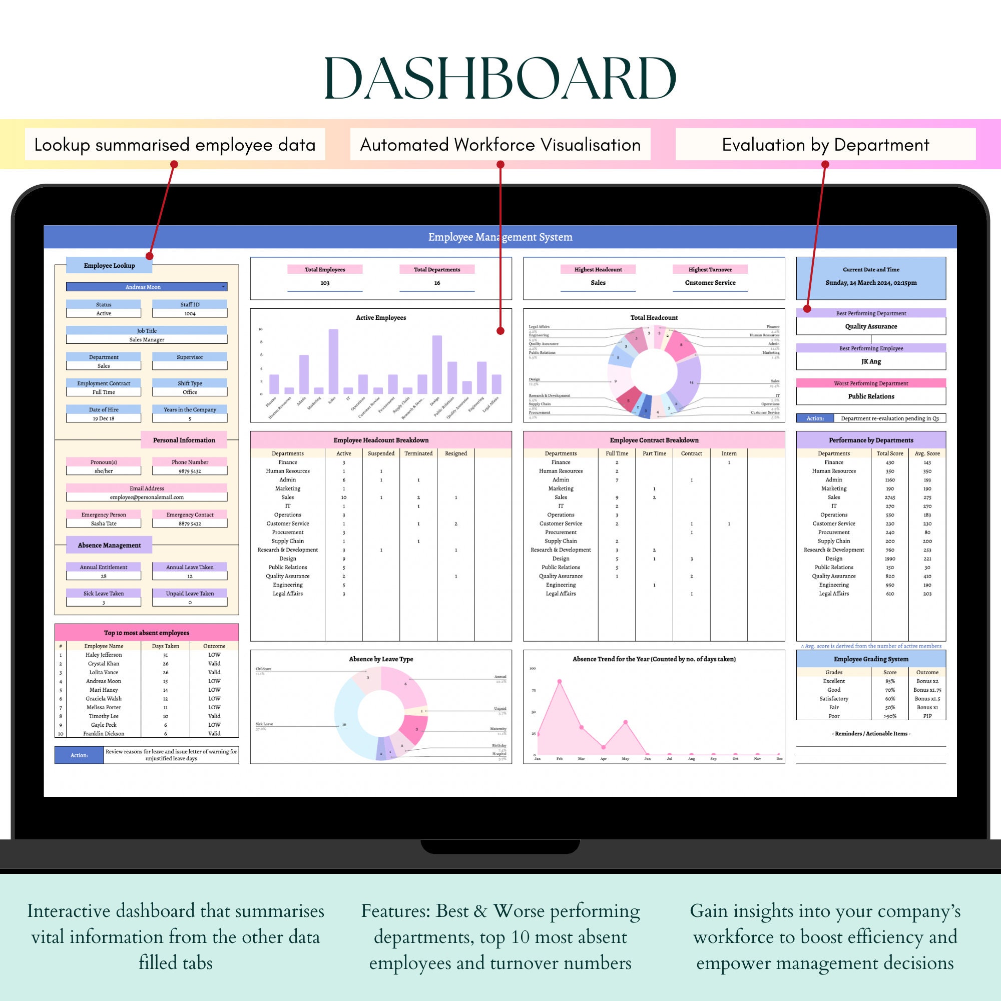 Employee Database & Leave Management System: Google Sheets Team Manager ...
