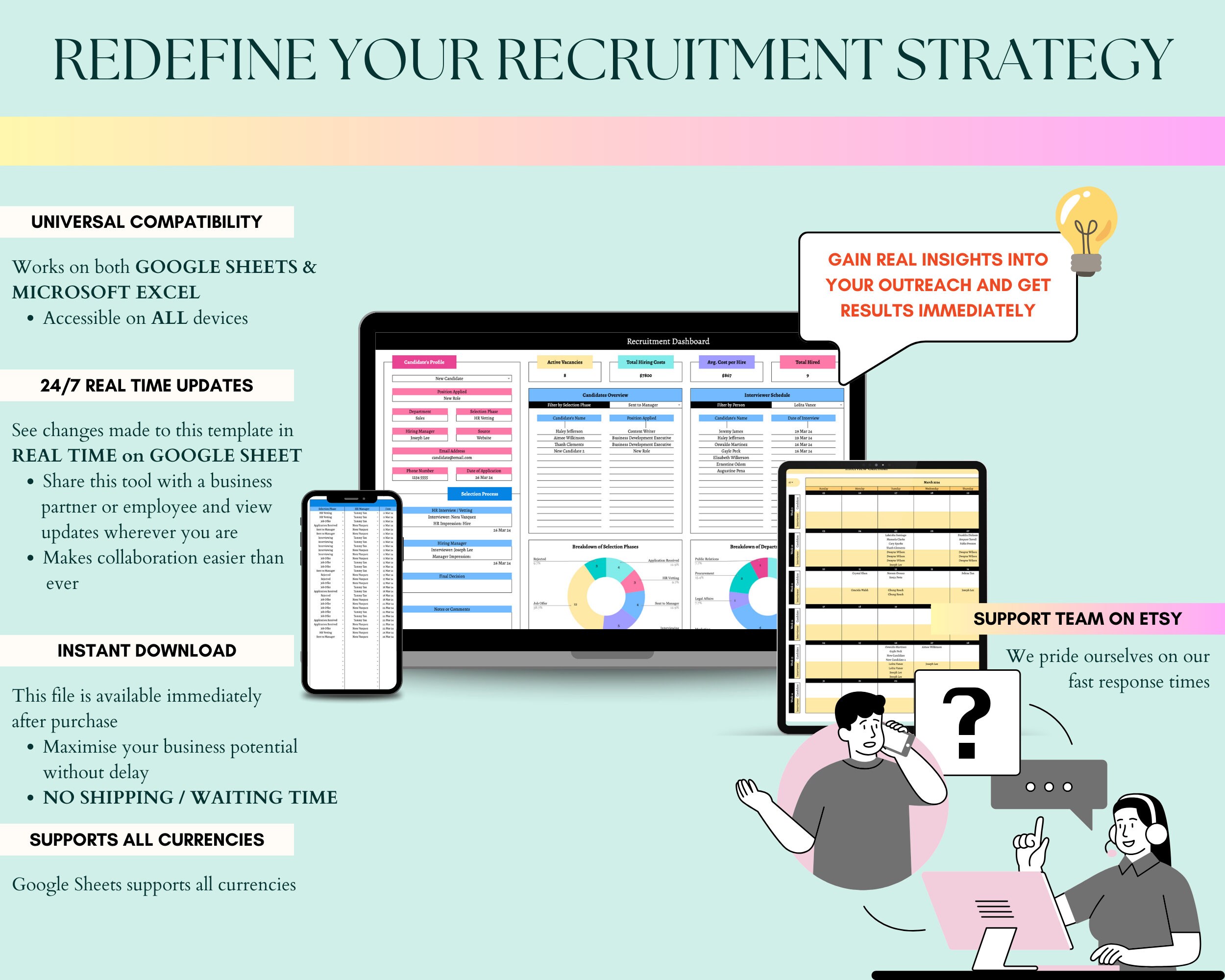 Recruitment Tracker Template, Hiring Dashboard, Applicant Tracking ...