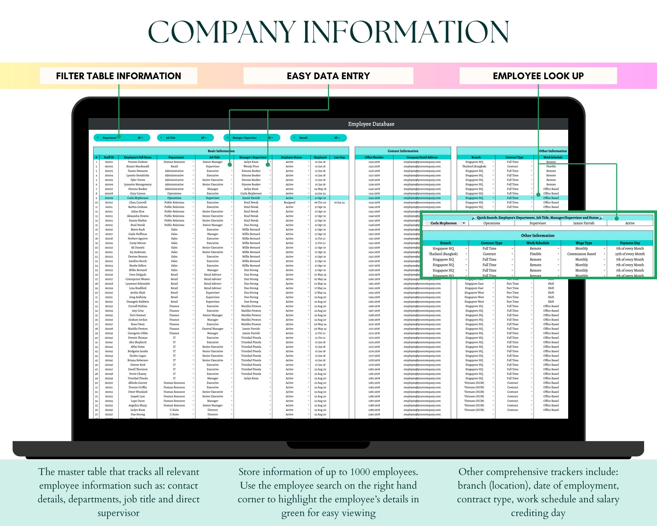 Employee Database & Turnover Analysis Report Spreadsheet, HR Dashboard ...