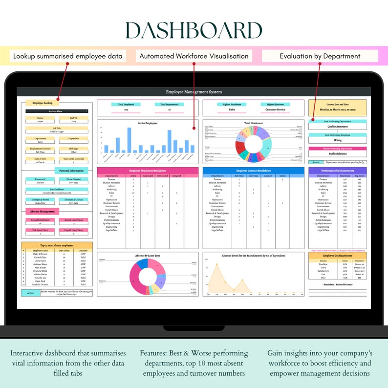 Employee Database & Leave Management System: Google Sheets Team Manager ...