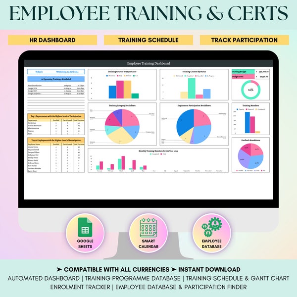 Employee Training Google Sheet Tracker - Etsy