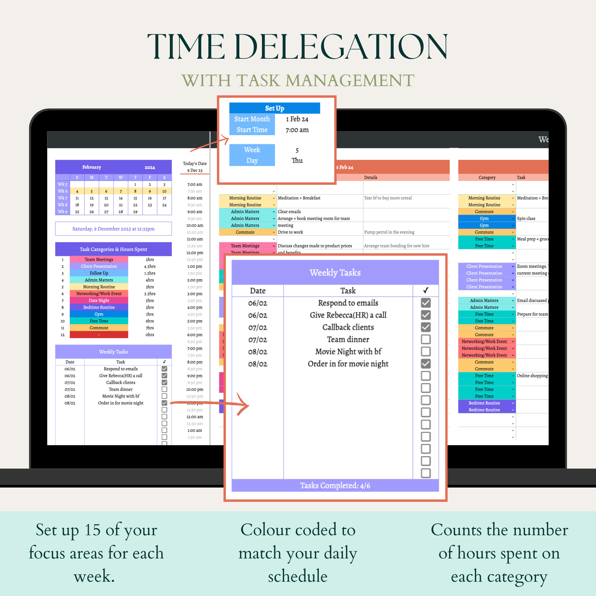 Weekly Google Sheets Digital Planner, to Do List, Time Blocking ...