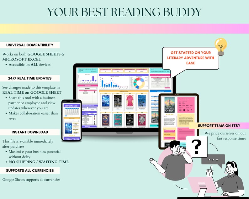 Digital Reading Journal Google Sheets Book Tracker, Personal Digital ...