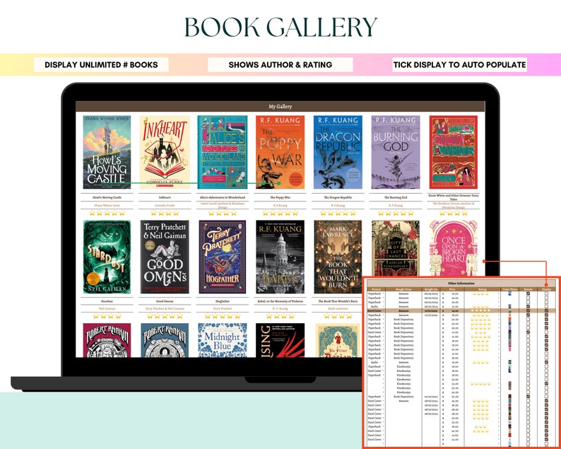 Book Tracker & Reading List on Google Sheets, Personal Digital Library ...