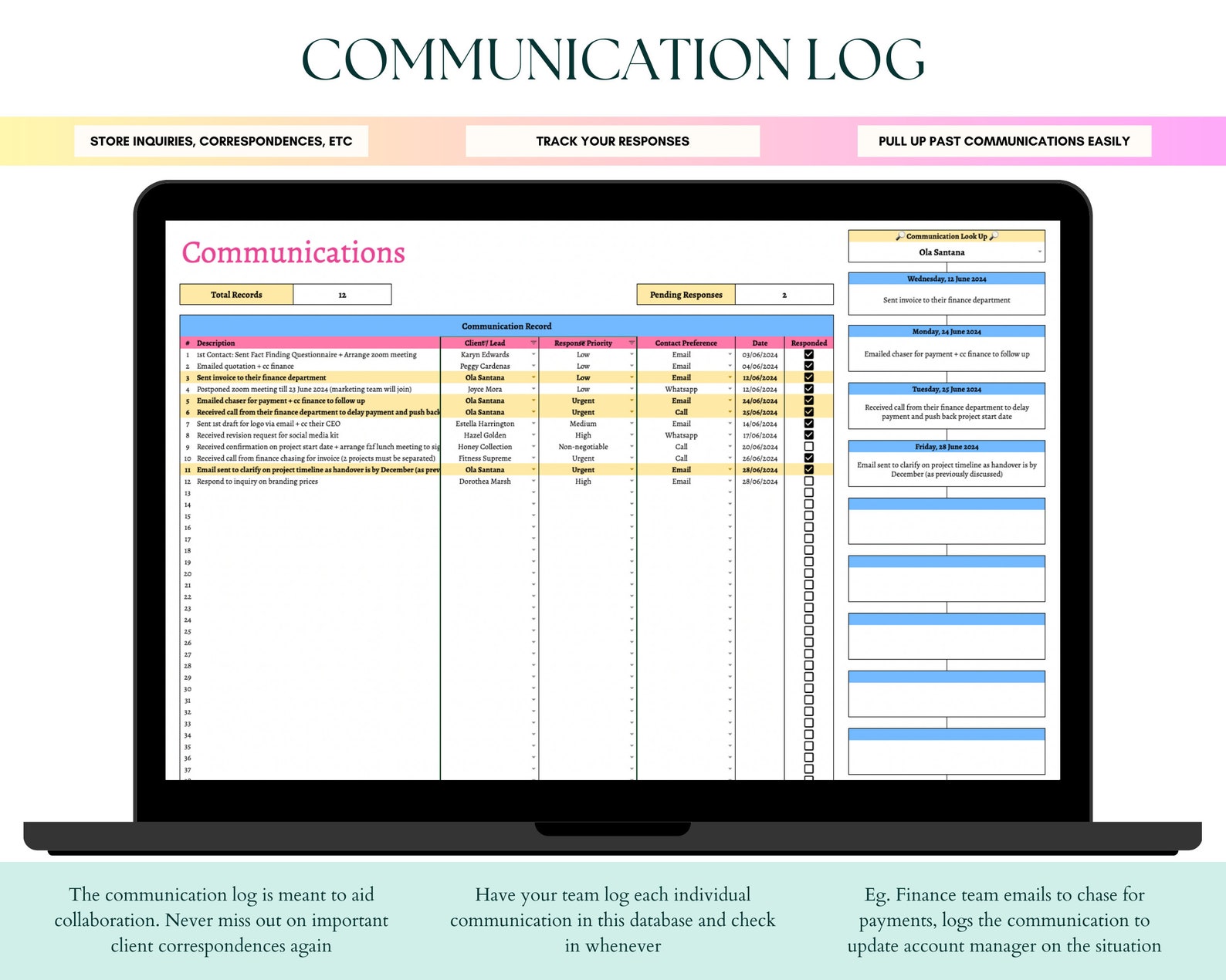 Client Tracker Business Planner Spreadsheet, CRM Dashboard, Lead ...