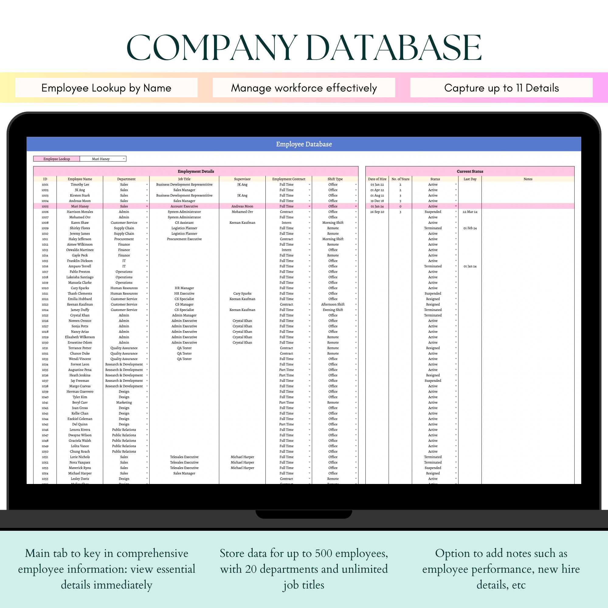 Employee Database & Leave Management System: Google Sheets Team Manager ...