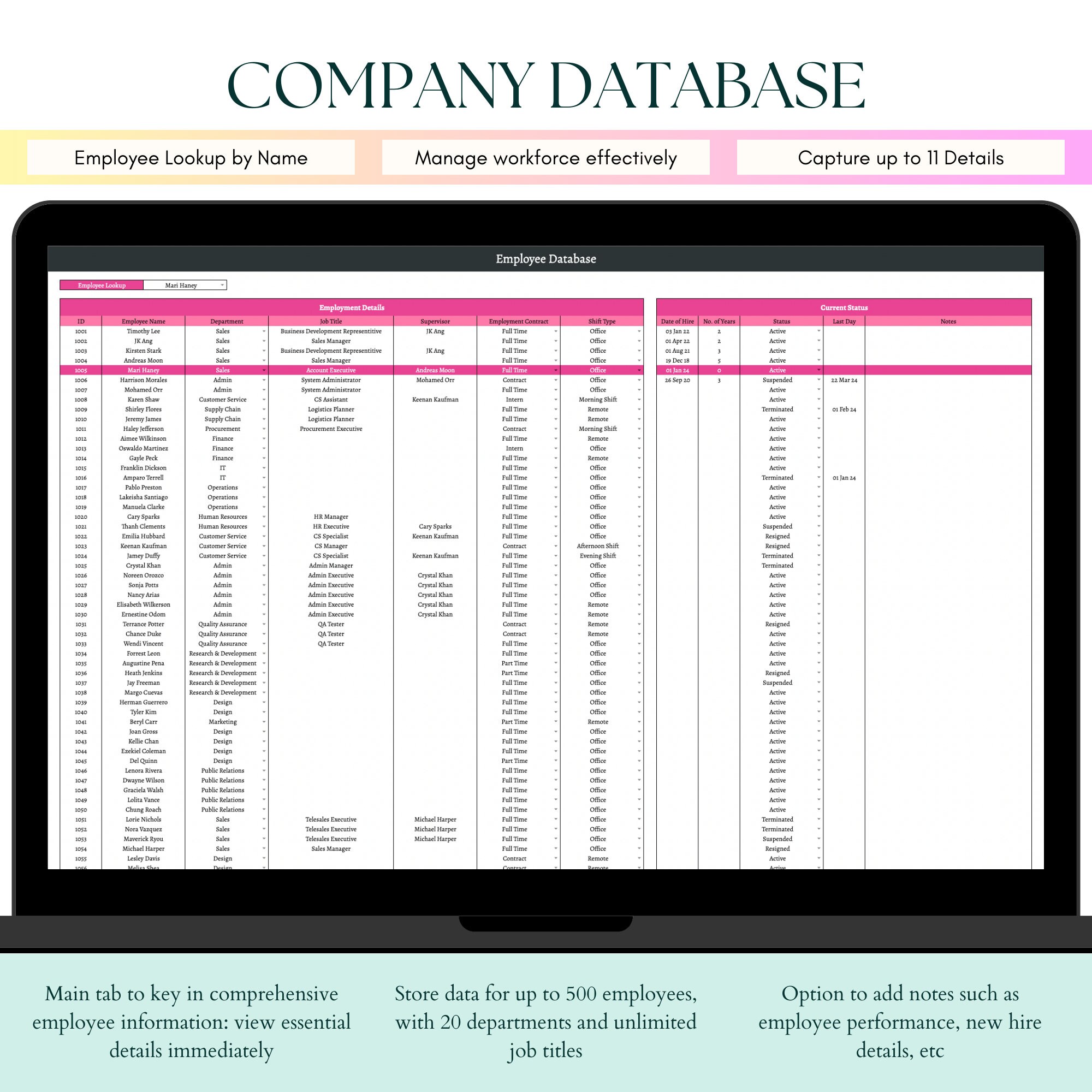 Employee Database & Leave Management System: Google Sheets Team Manager ...