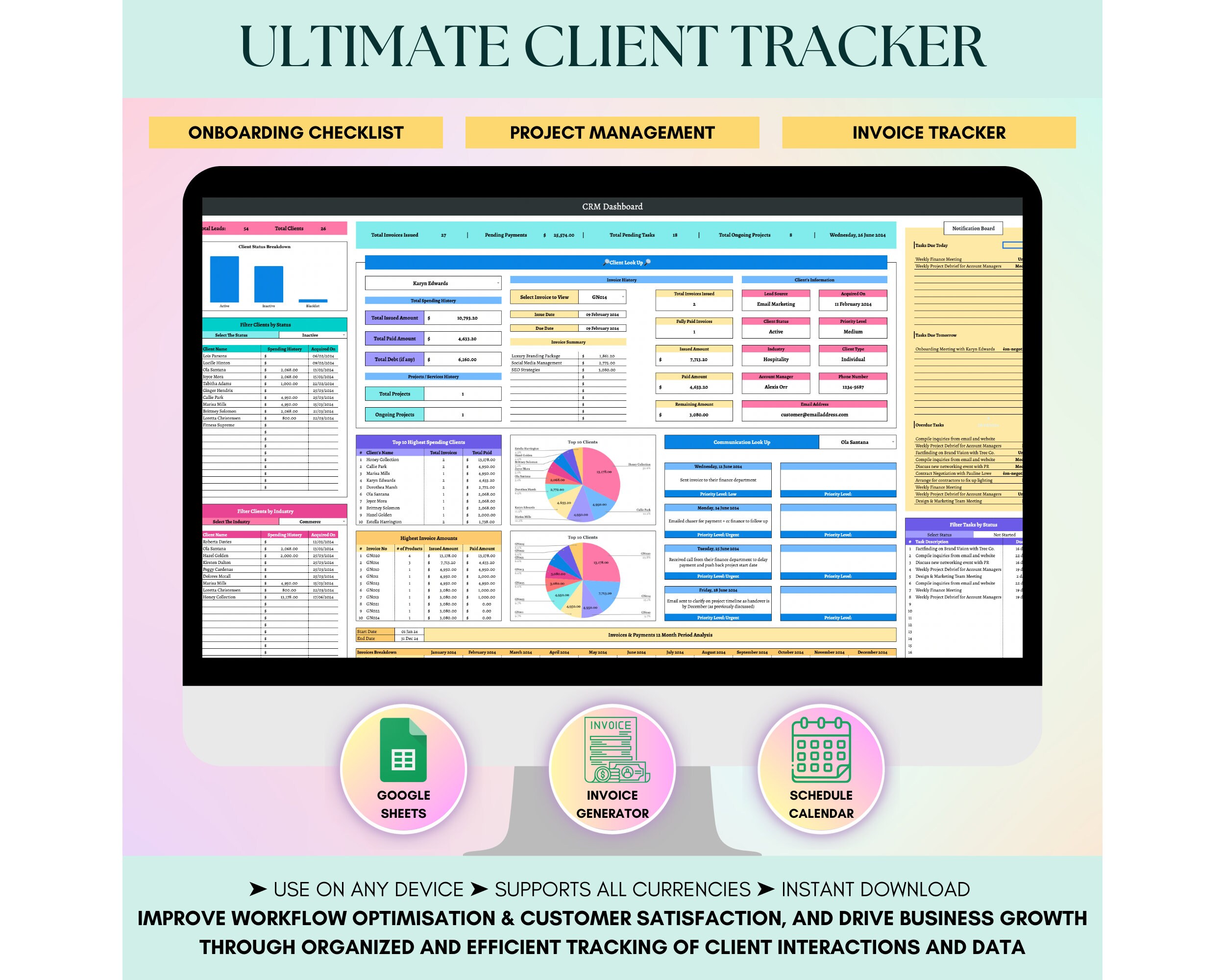 Ultimate Client Tracker Small Business Spreadsheet, Lead Database, CRM ...