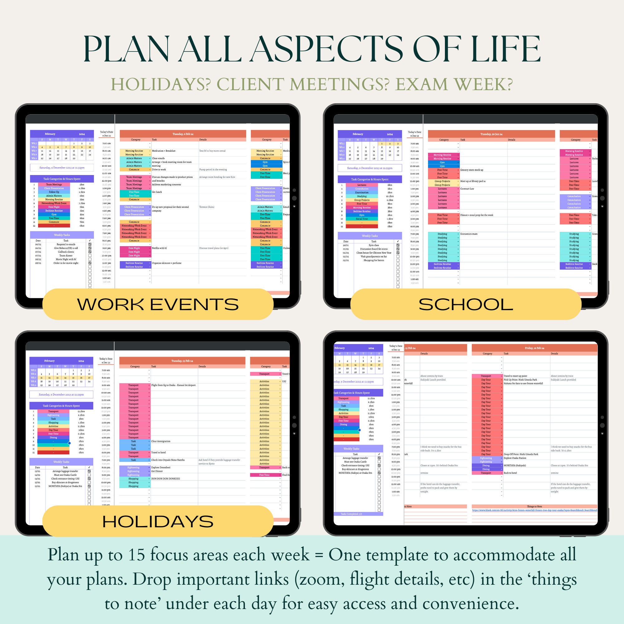 Weekly Google Sheets Digital Planner, to Do List, Time Blocking ...