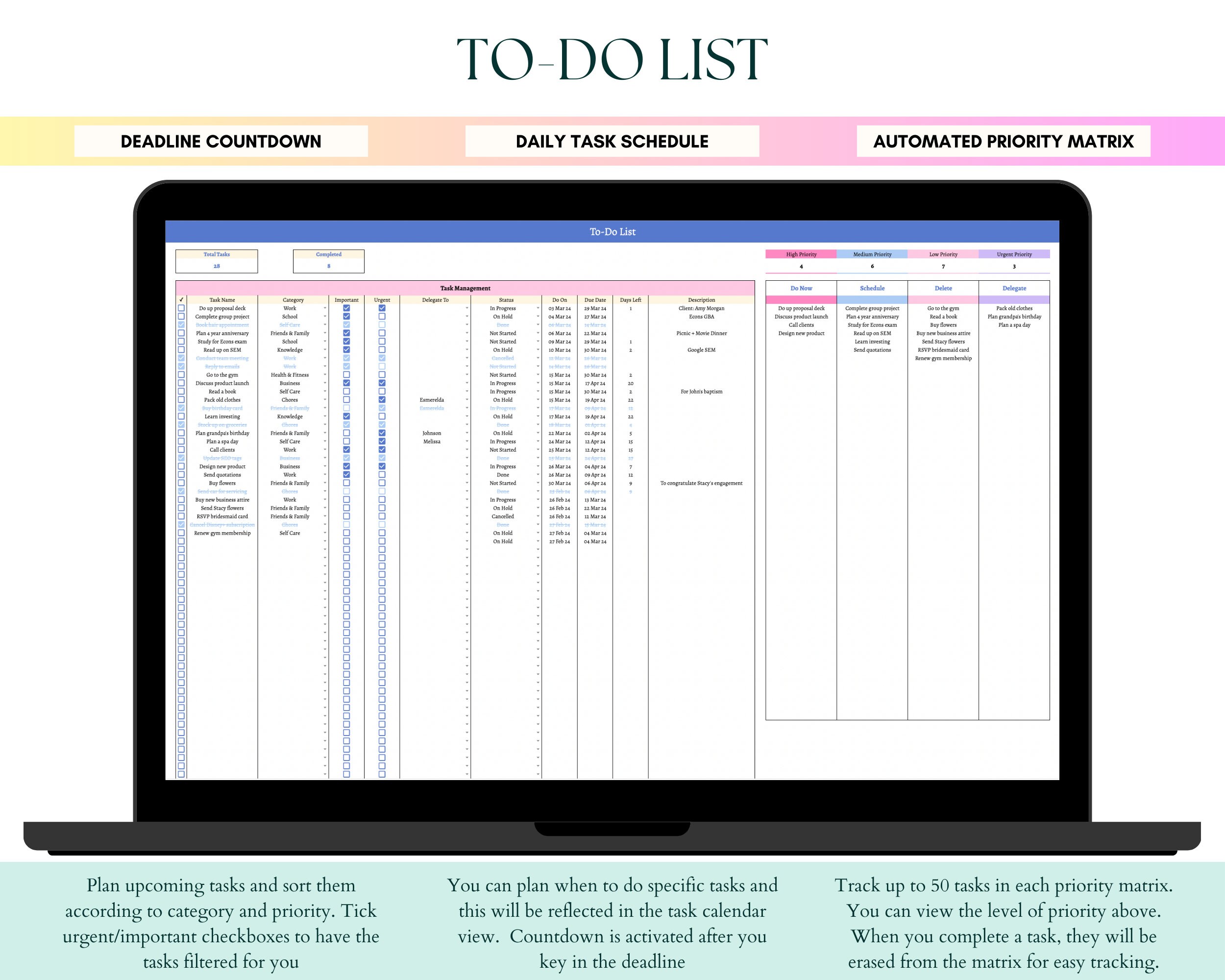 Weekly Google Sheets Digital Planner, to Do List, Time Blocking ...