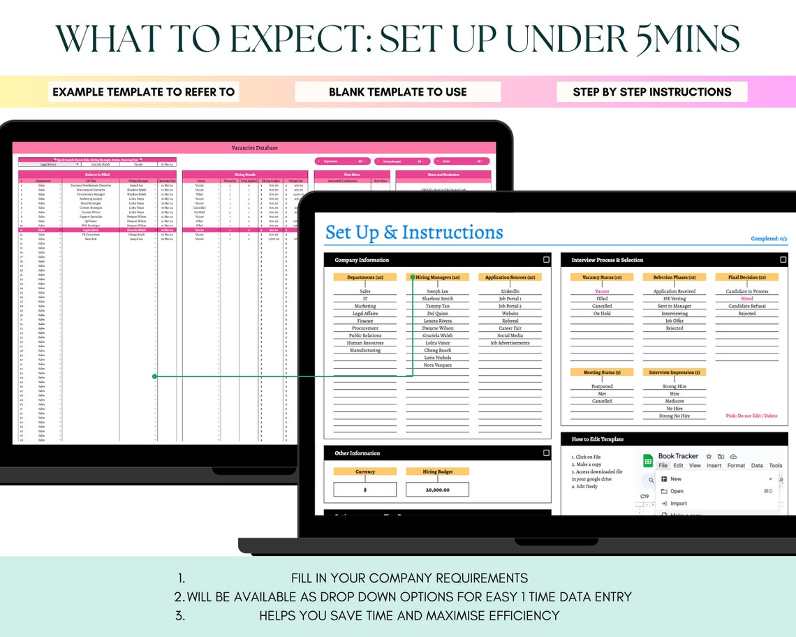Recruitment Tracker Template, Hiring Dashboard, Applicant Tracking ...