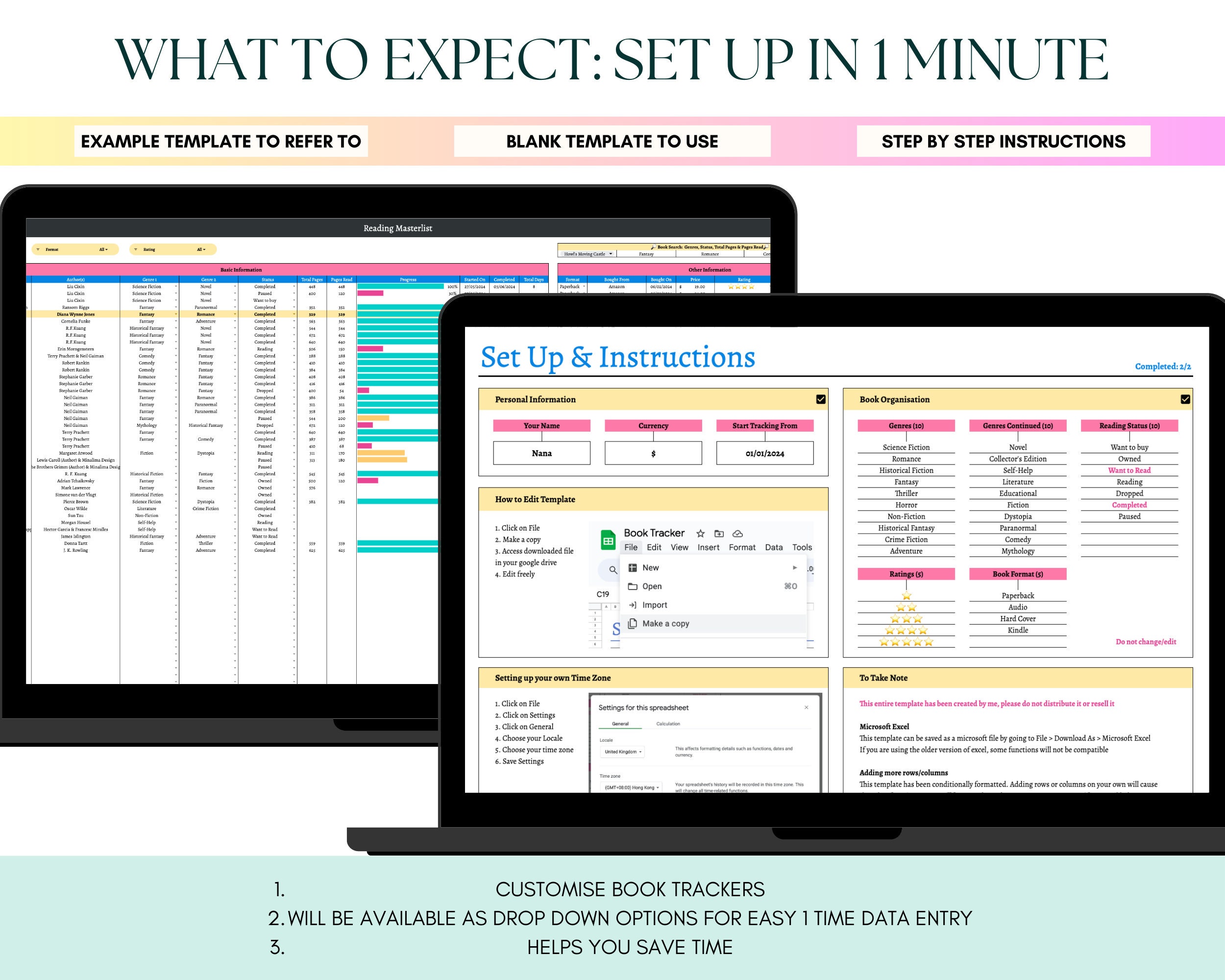 Digital Reading Journal Google Sheets Book Tracker, Personal Digital ...