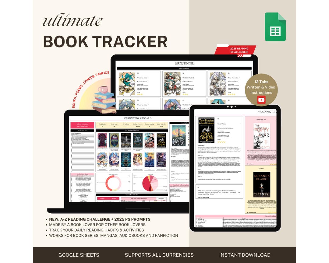 Book Tracker Google Sheets, Reading Log Digital Journal, Personal ...