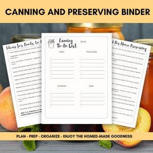 Canning and Preserving Printable, Home Canning Tracker, Canning ...