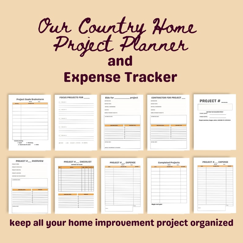 Home Project Planner, Home Project Tracker, Printable Project Planner ...