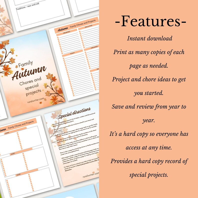 Autumn Family Chores and Special Projects Checklist, Family Chores ...