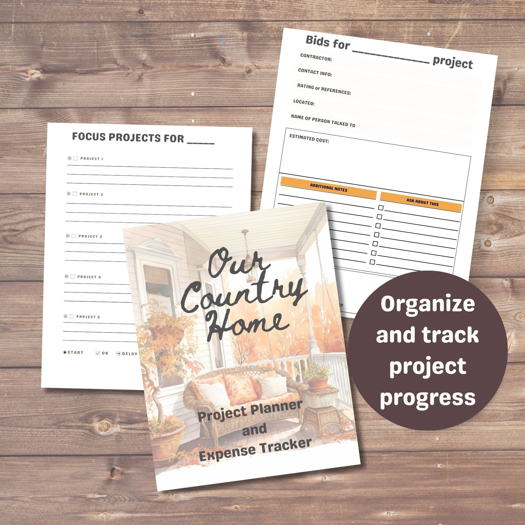 Home Project Planner, Home Project Tracker, Printable Project Planner ...