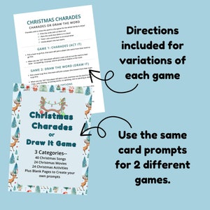 Christmas Charades, Christmas Draw It Game, Christmas Games, Christmas ...