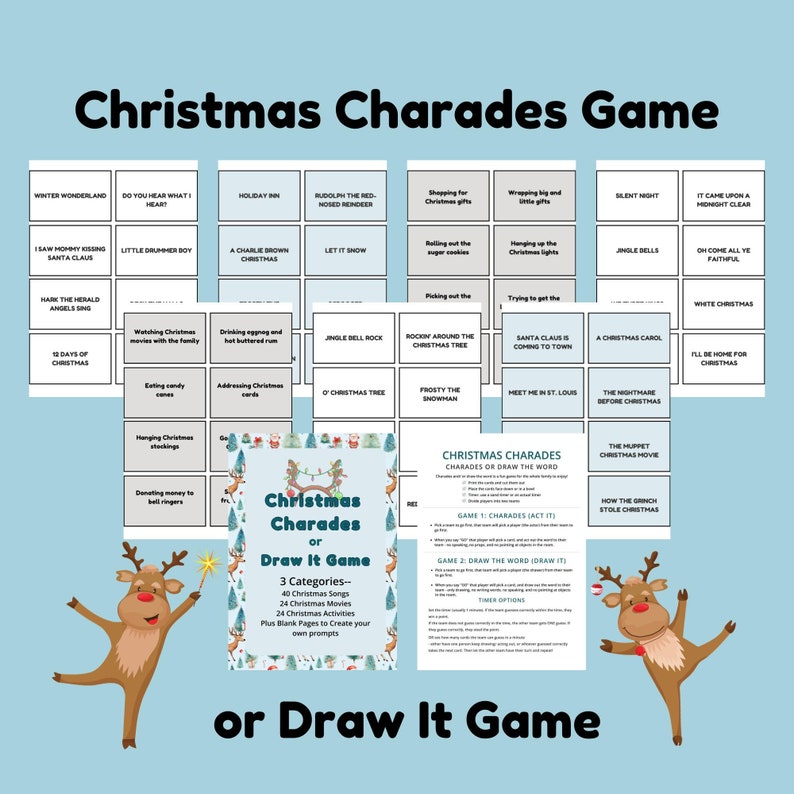 Christmas Charades, Christmas Draw It Game, Christmas Games, Christmas ...