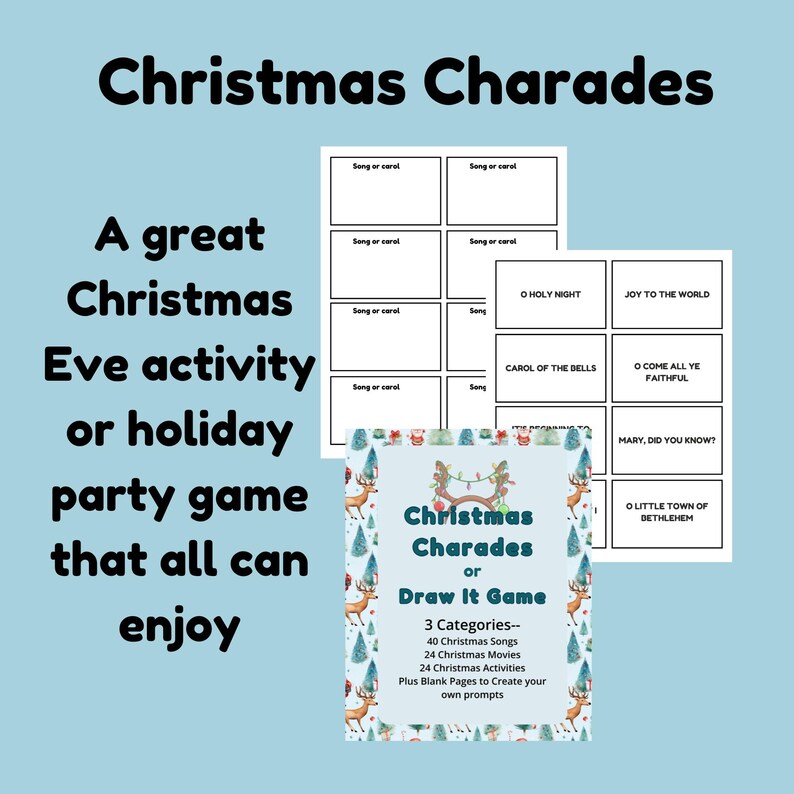 Christmas Charades, Christmas Draw It Game, Christmas Games, Christmas ...