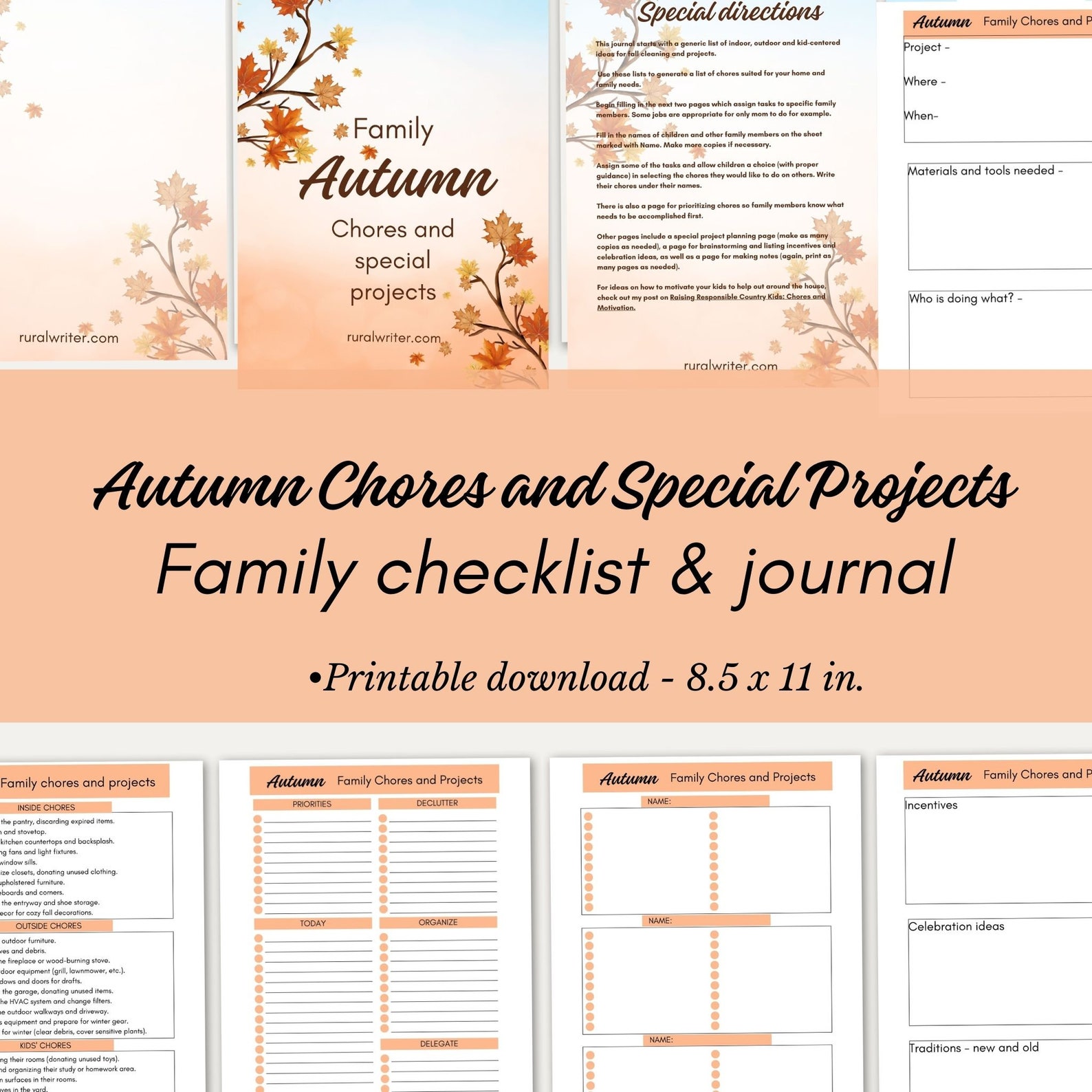 Autumn Family Chores and Special Projects Checklist, Family Chores ...